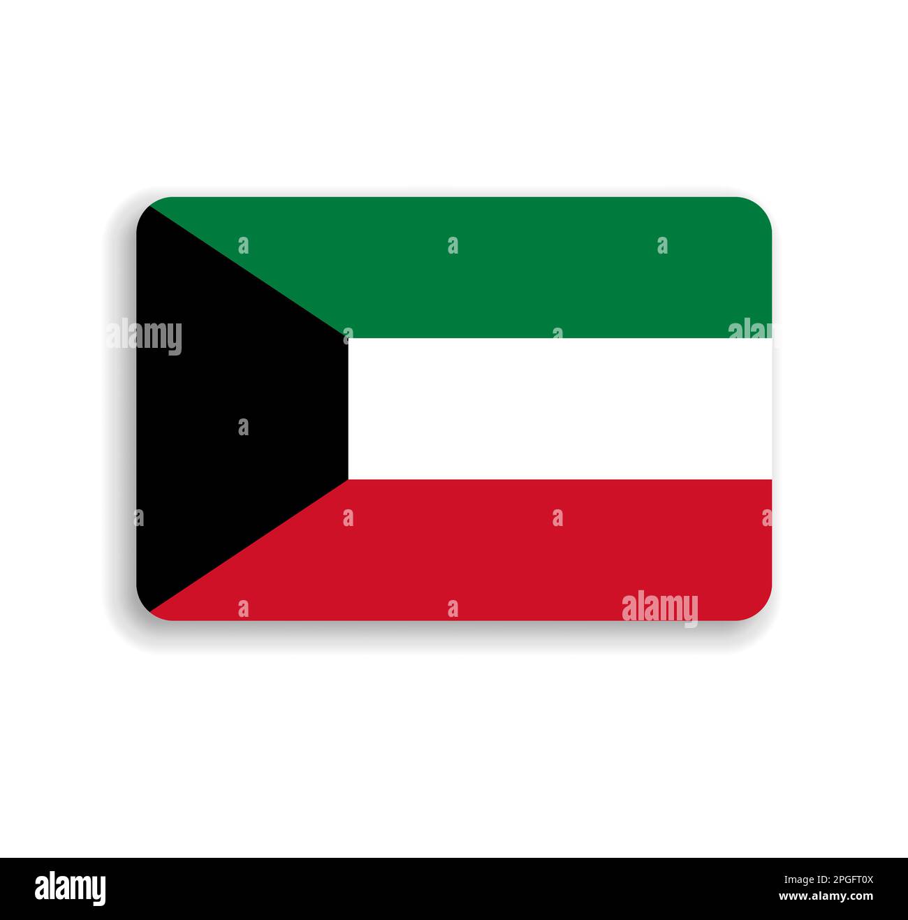 Kuwait flag - flat vector rectangle with rounded corners and dropped ...