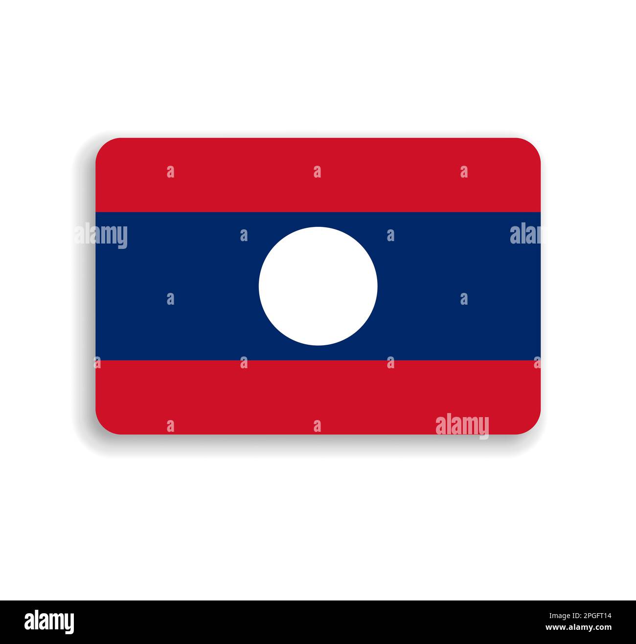 Laos flag - flat vector rectangle with rounded corners and dropped shadow Stock Vector Image ...