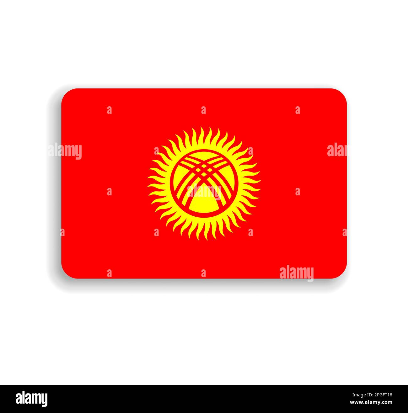 Kyrgyzstan flag - flat vector rectangle with rounded corners and ...