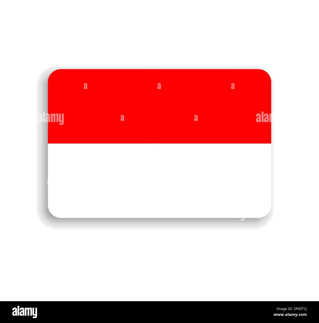 Indonesia flag - flat vector rectangle with rounded corners and dropped ...