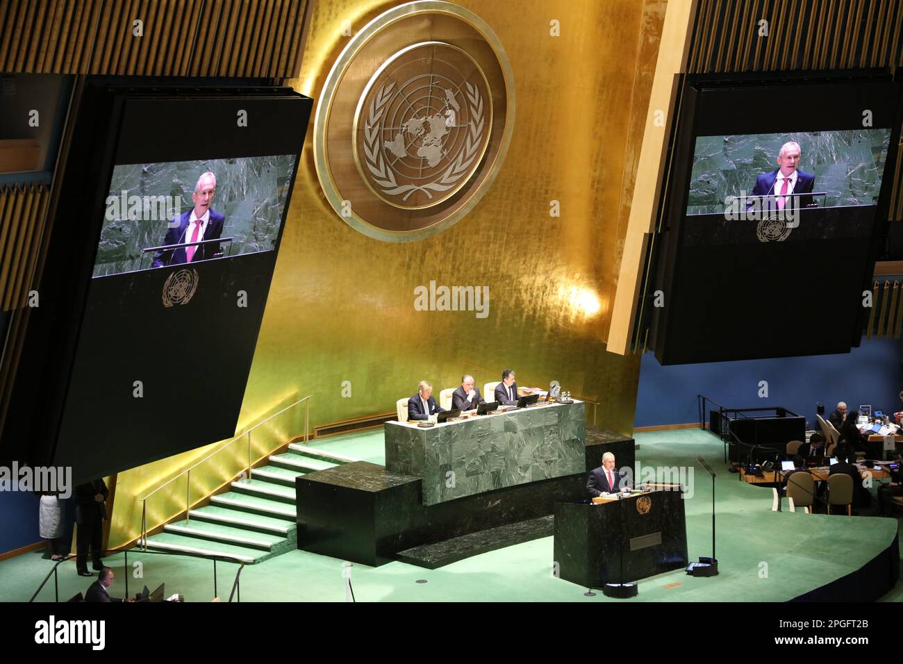 United Nations. 22nd Mar, 2023. UN General Assembly President Csaba ...