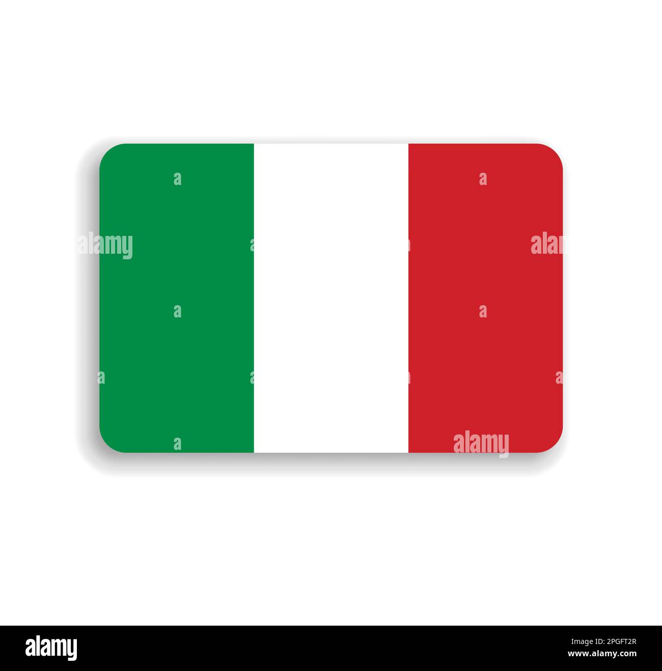 Italy flag - flat vector rectangle with rounded corners and dropped ...