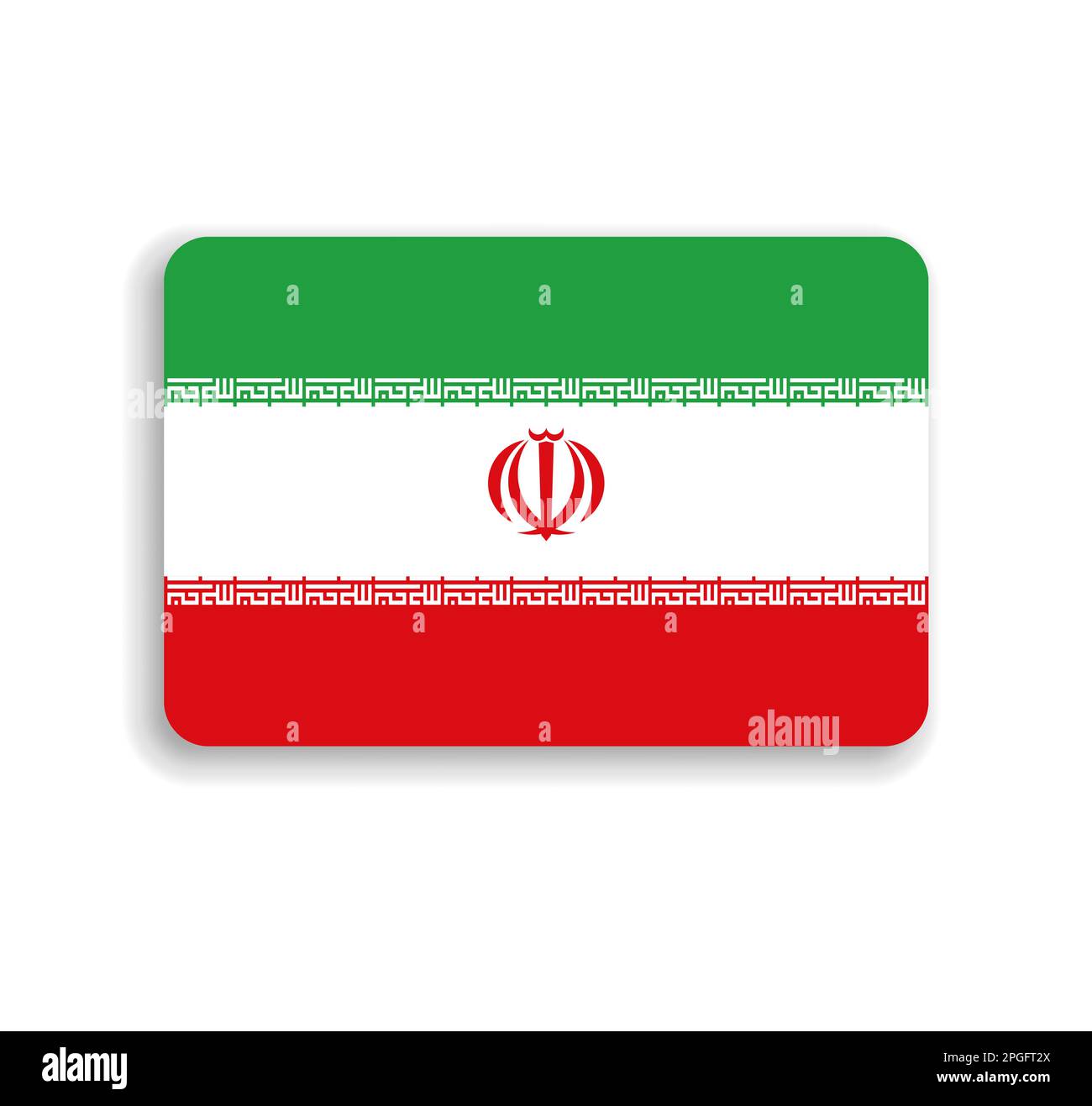 Iran flag - flat vector rectangle with rounded corners and dropped shadow Stock Vector Image ...