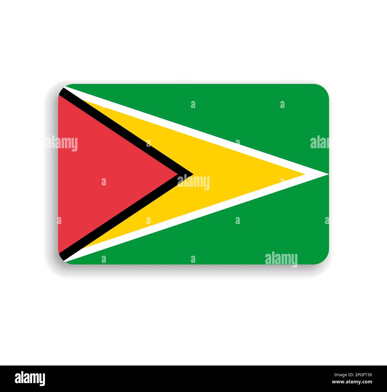 Guyana flag - flat vector rectangle with rounded corners and dropped shadow Stock Vector Image ...