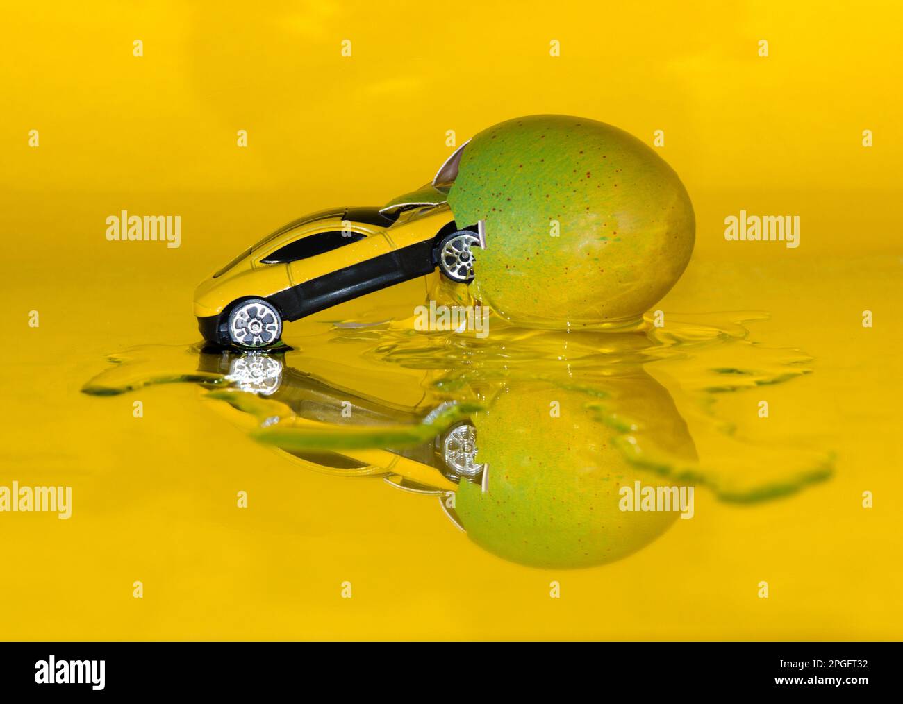 the yellow car strikes in yellow egg, creative Easter design ...