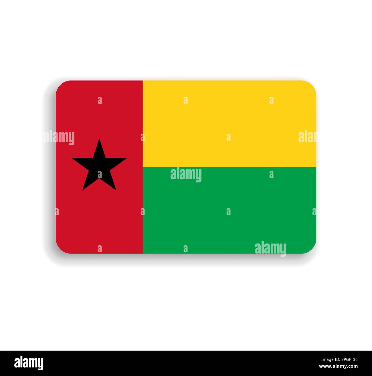 Guinea-Bissau flag - flat vector rectangle with rounded corners and dropped shadow Stock Vector ...