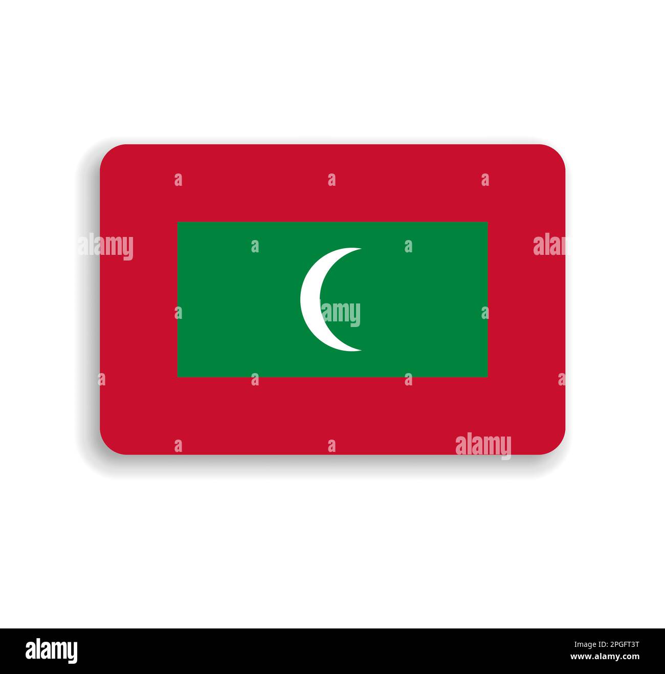 Maldives flag - flat vector rectangle with rounded corners and dropped shadow Stock Vector Image ...