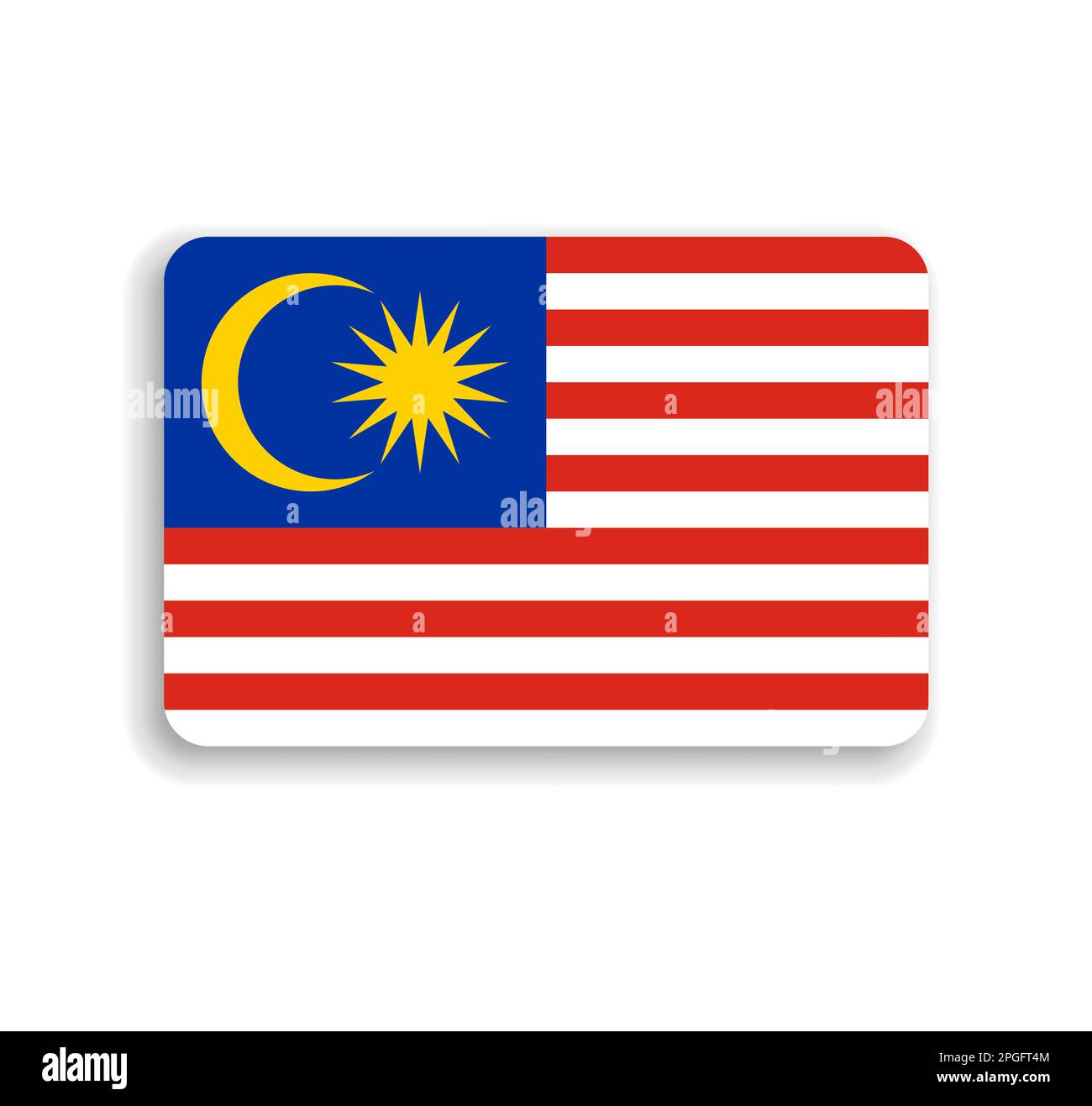 Malaysia flag - flat vector rectangle with rounded corners and dropped shadow Stock Vector Image ...