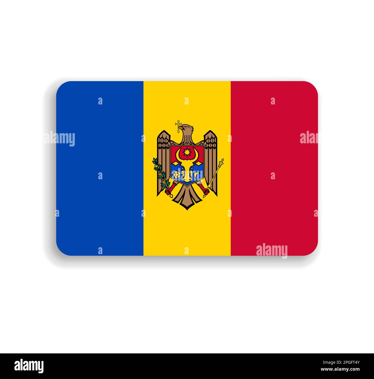 Moldova flag - flat vector rectangle with rounded corners and dropped ...