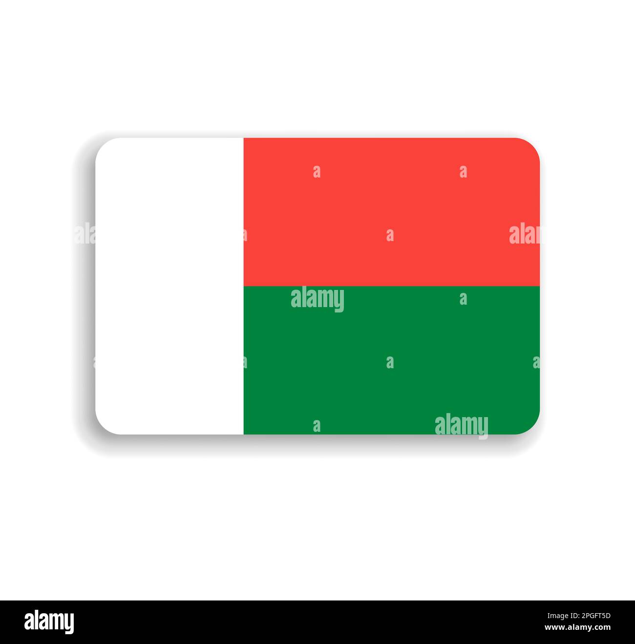 Madagascar flag - flat vector rectangle with rounded corners and dropped shadow Stock Vector ...