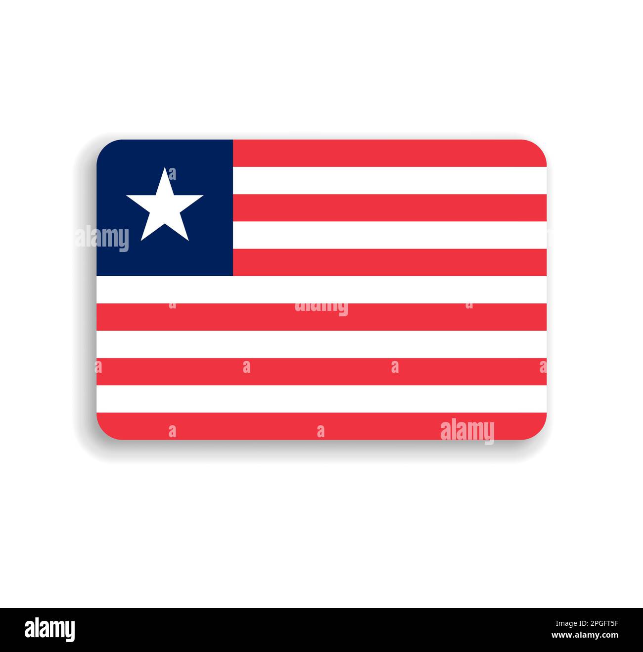 Liberia flag - flat vector rectangle with rounded corners and dropped shadow Stock Vector Image ...