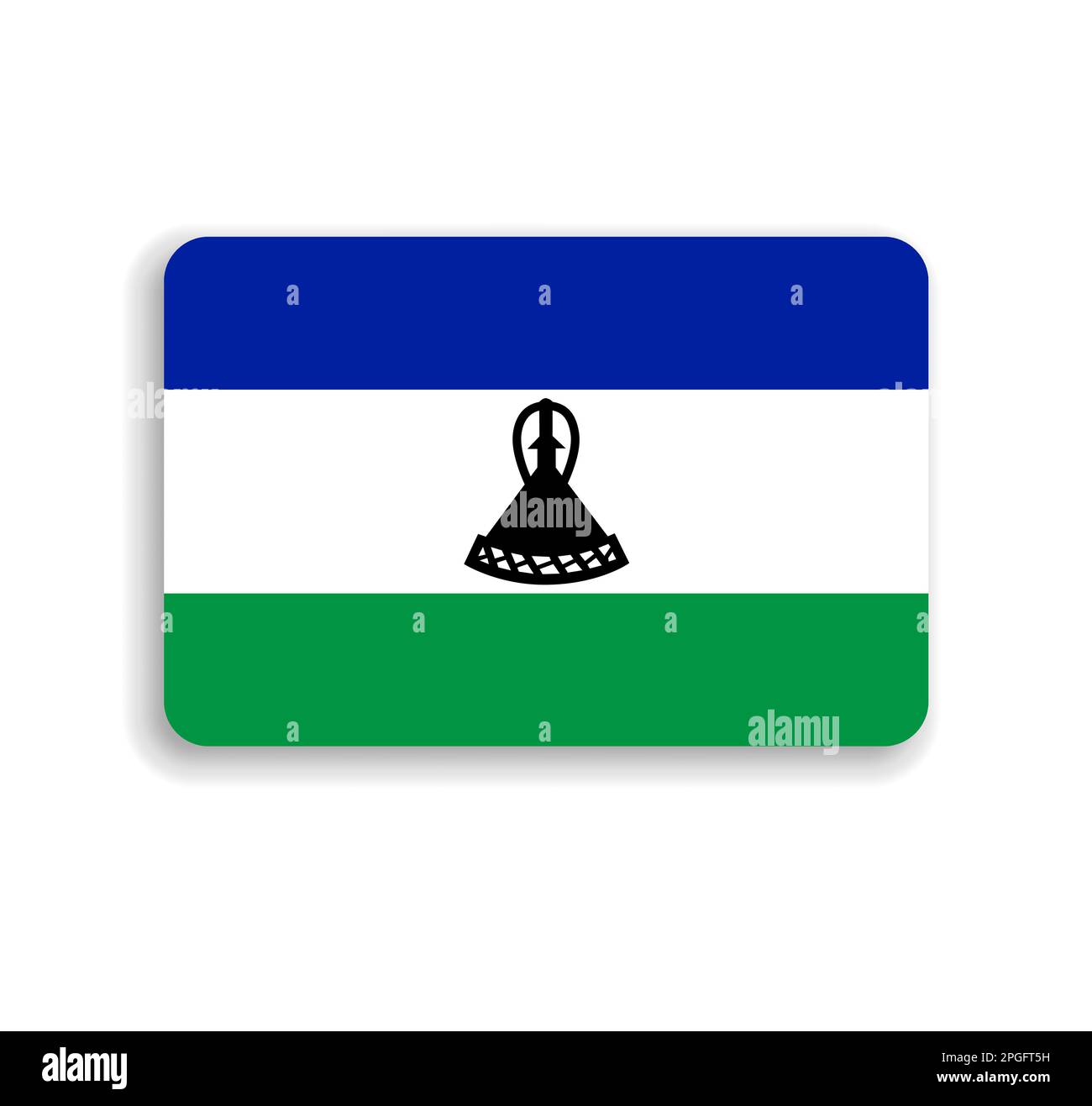 Lesotho flag - flat vector rectangle with rounded corners and dropped shadow Stock Vector Image ...