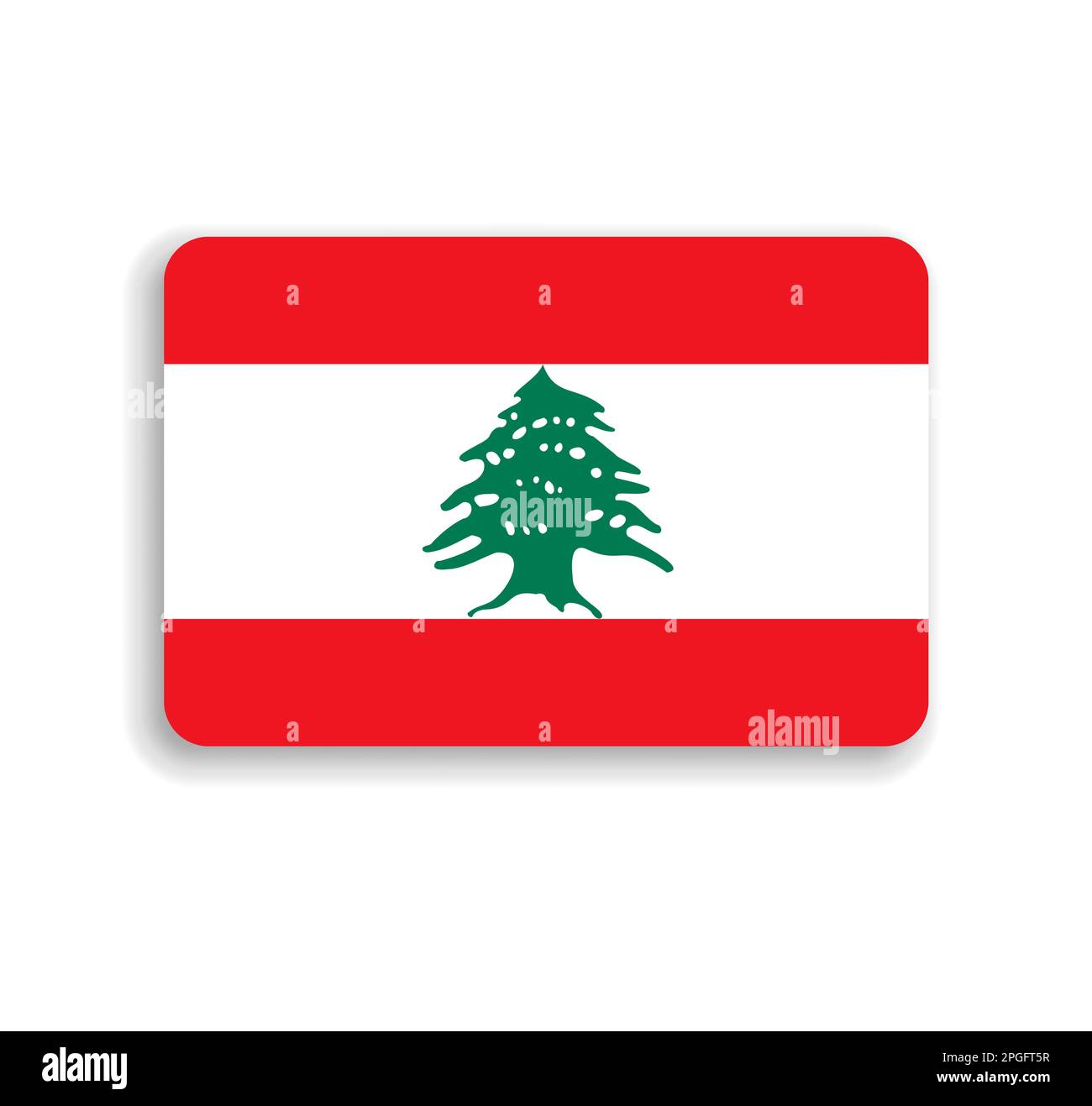 Lebanon flag - flat vector rectangle with rounded corners and dropped shadow Stock Vector Image ...