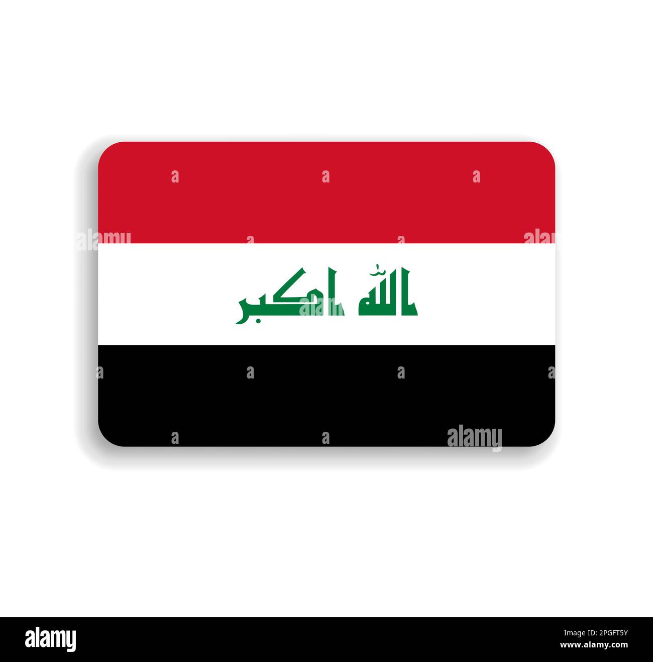 Iraq flag - flat vector rectangle with rounded corners and dropped shadow Stock Vector Image ...