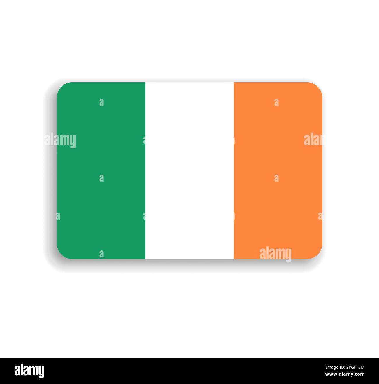 Ireland flag - flat vector rectangle with rounded corners and dropped shadow Stock Vector Image ...