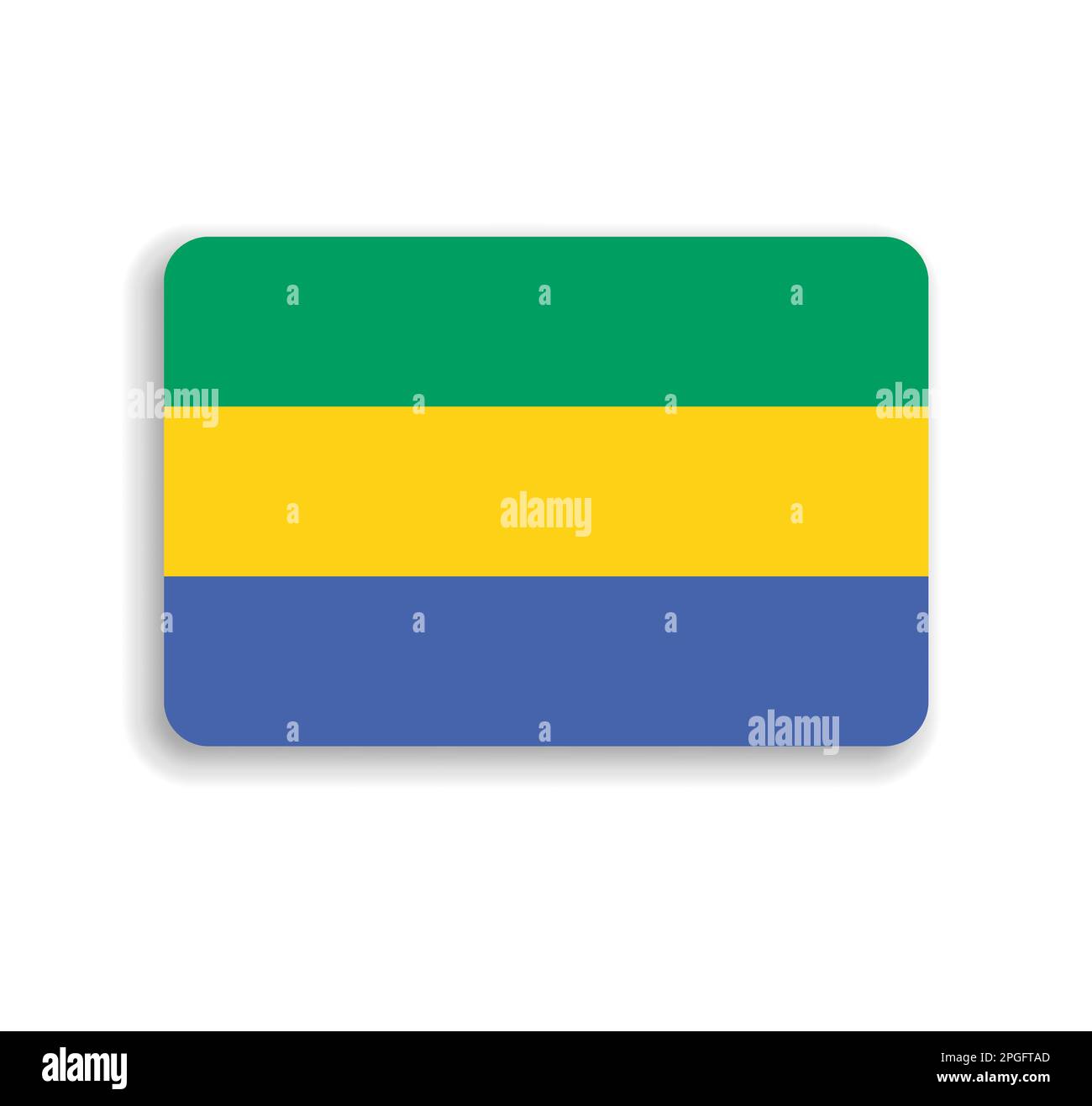 Gabon flag - flat vector rectangle with rounded corners and dropped shadow Stock Vector Image ...