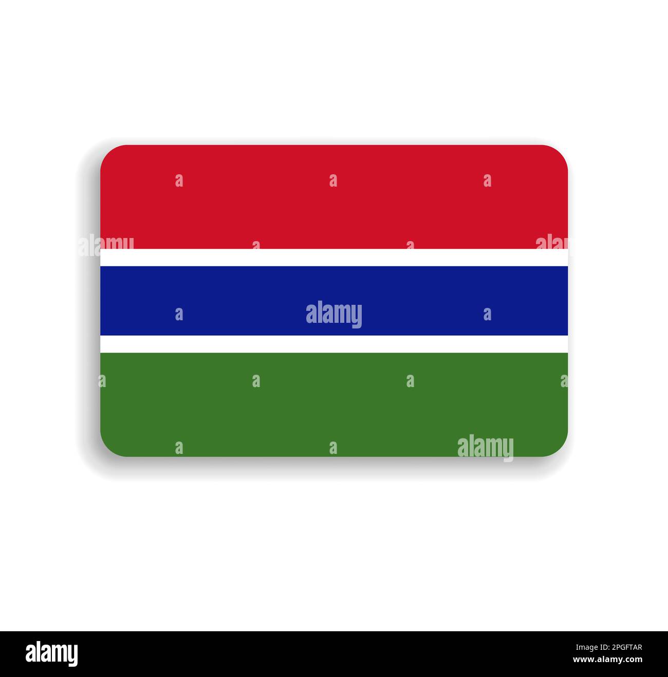 Gambia flag - flat vector rectangle with rounded corners and dropped shadow Stock Vector Image ...