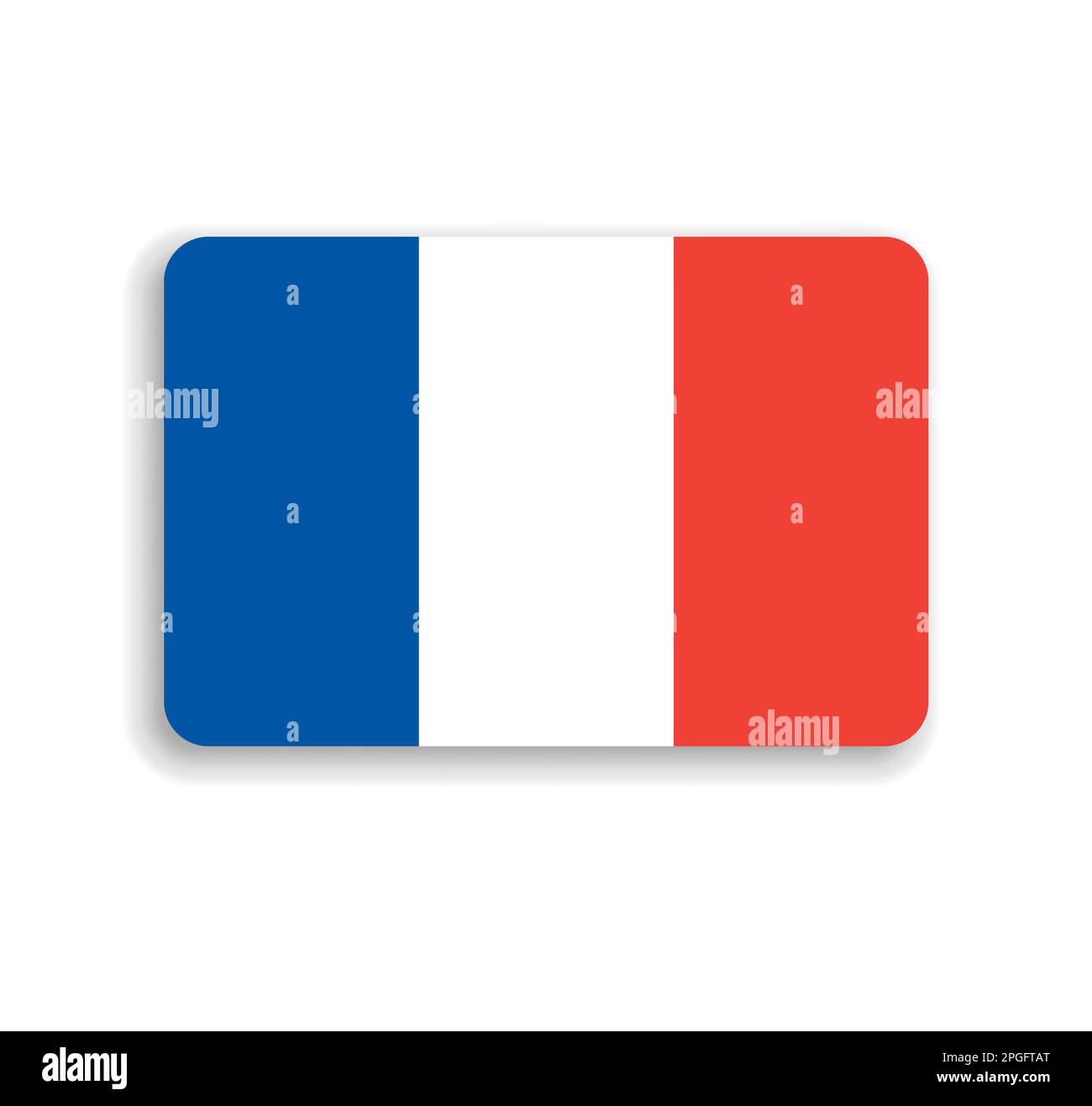 France flag - flat vector rectangle with rounded corners and dropped ...