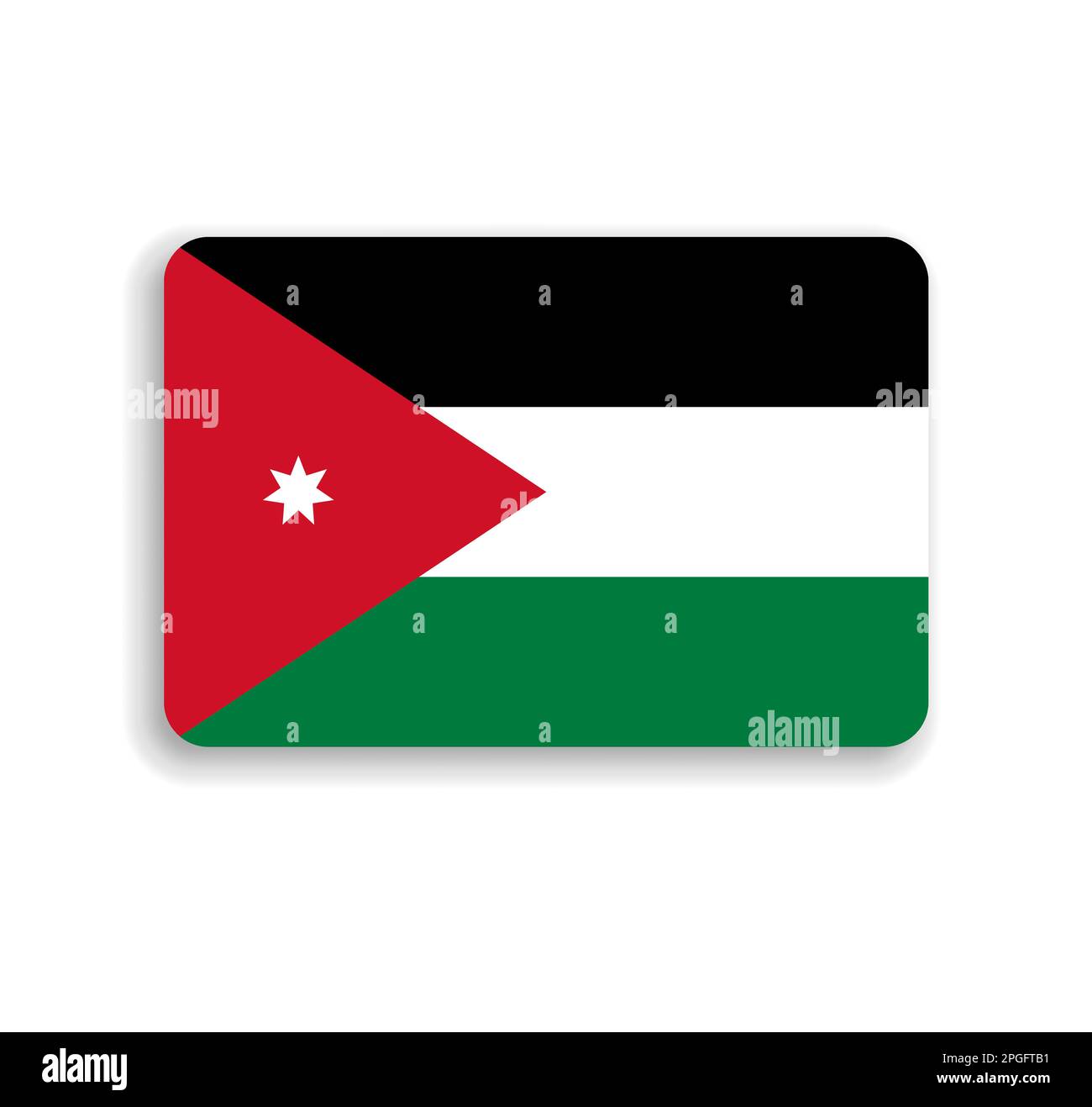 Jordan flag - flat vector rectangle with rounded corners and dropped ...