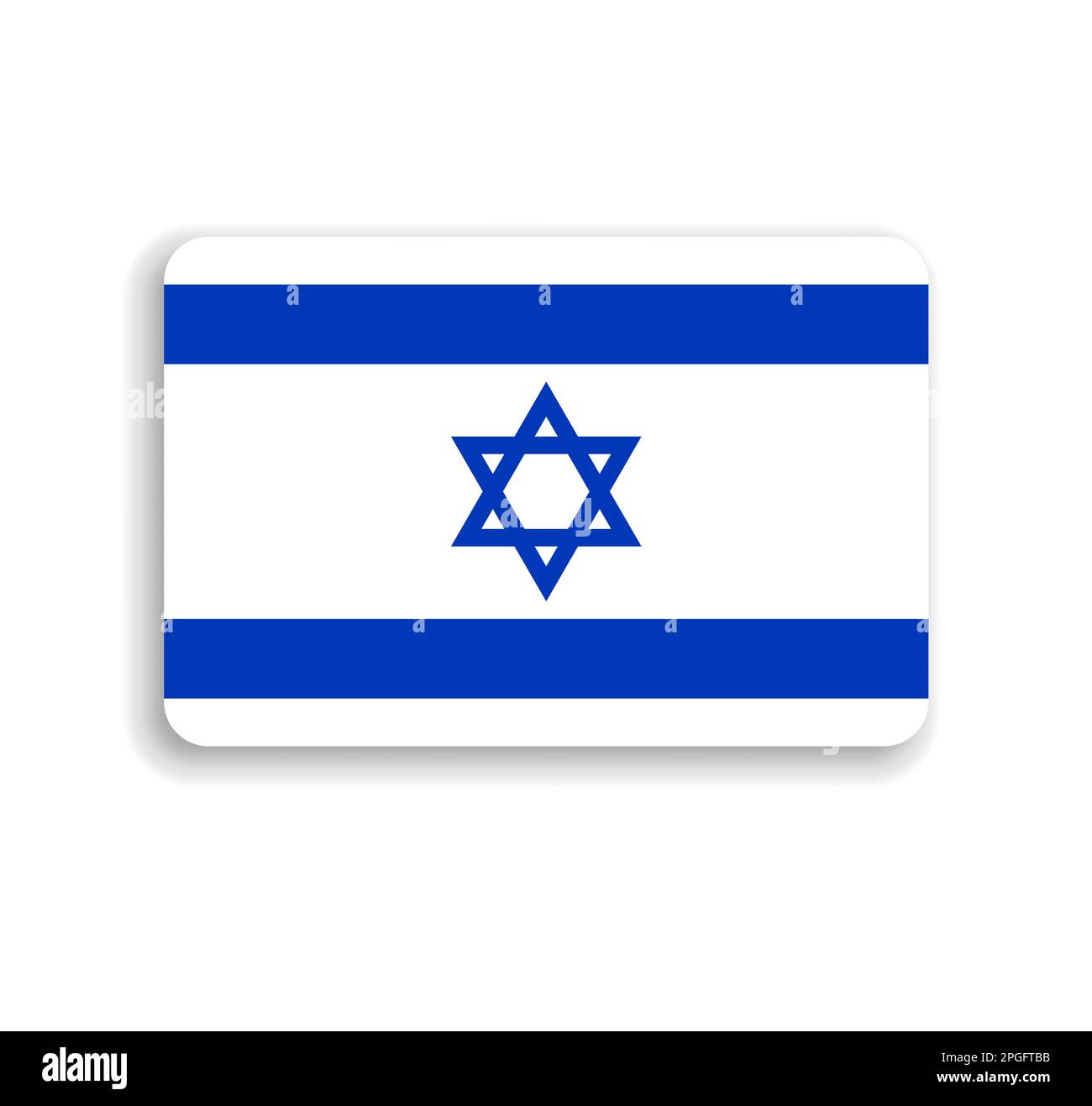 Israel flag - flat vector rectangle with rounded corners and dropped ...