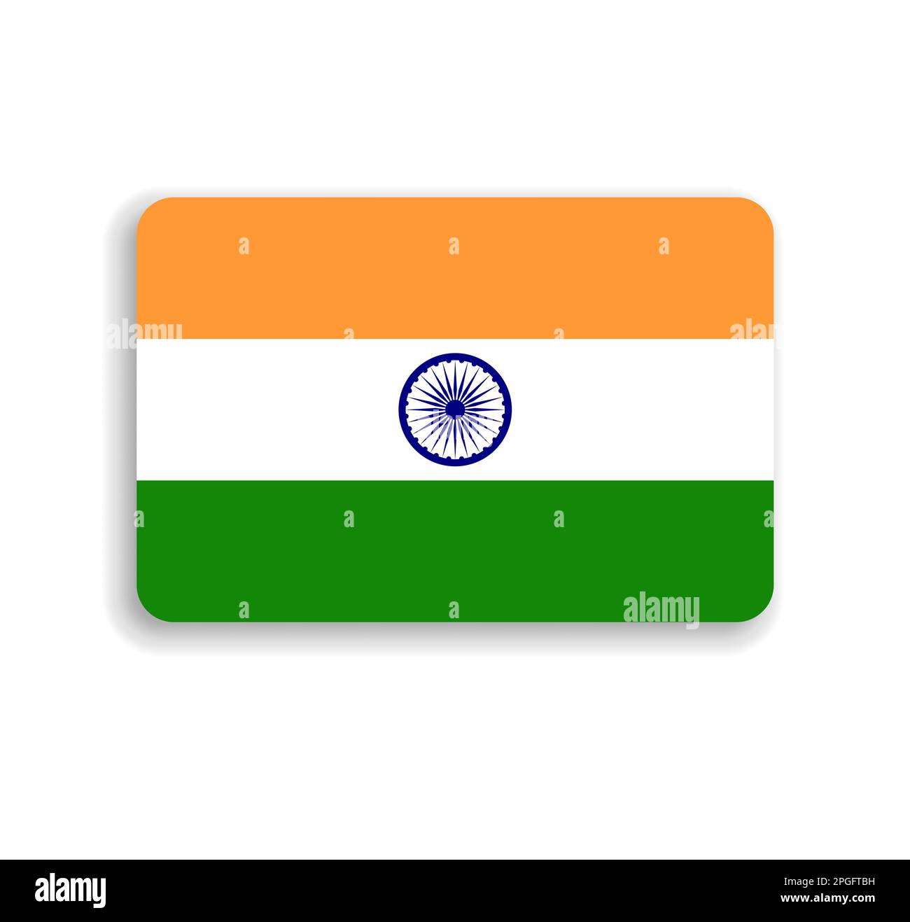 India flag - flat vector rectangle with rounded corners and dropped ...
