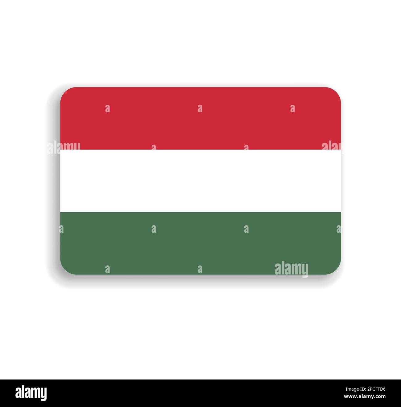 Hungary flag - flat vector rectangle with rounded corners and dropped ...