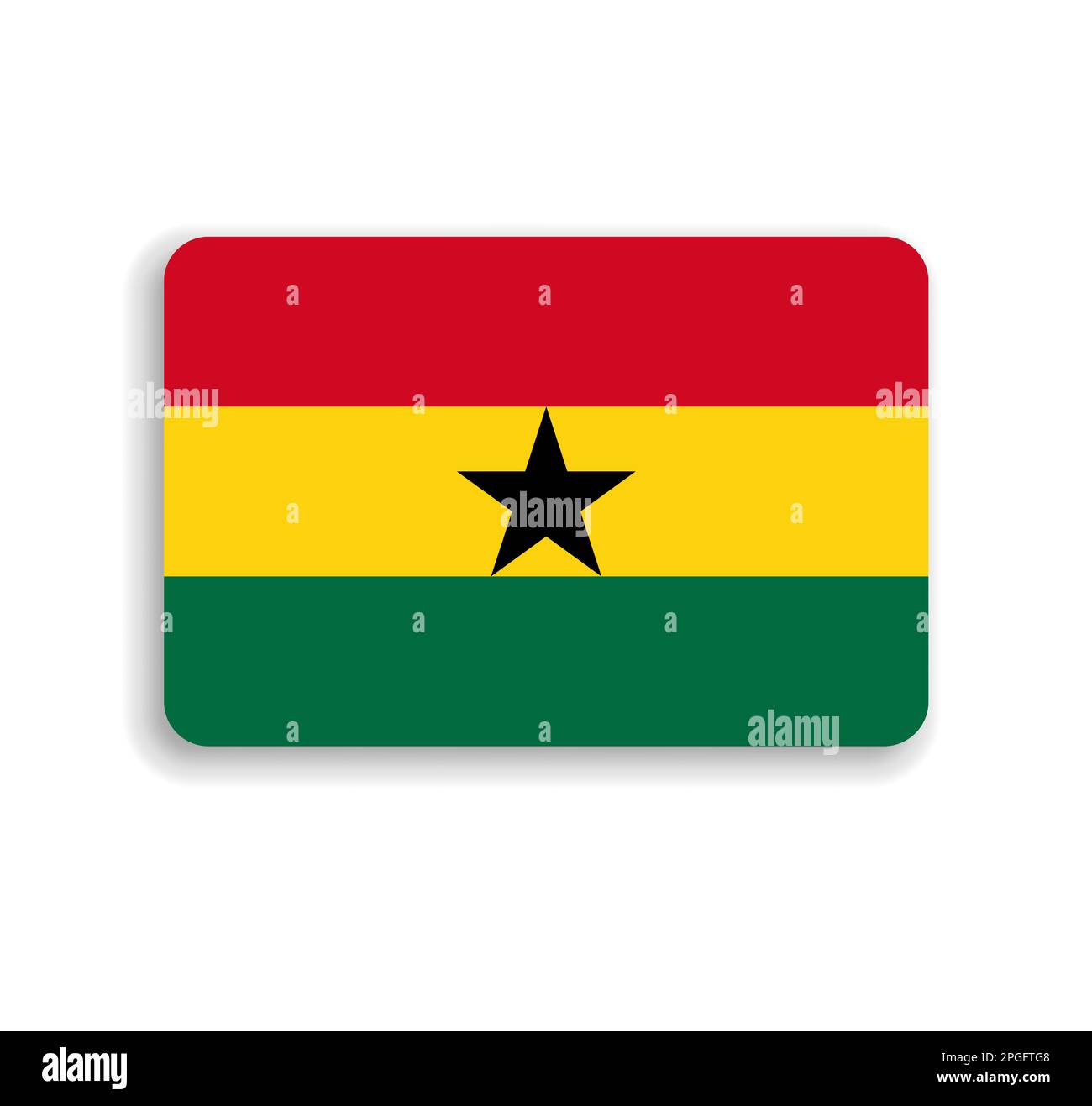 Ghana flag - flat vector rectangle with rounded corners and dropped ...