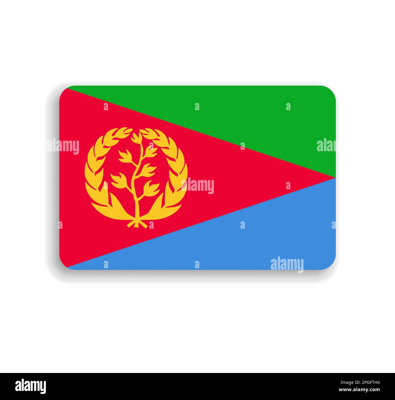 Eritrea flag - flat vector rectangle with rounded corners and dropped shadow Stock Vector Image ...