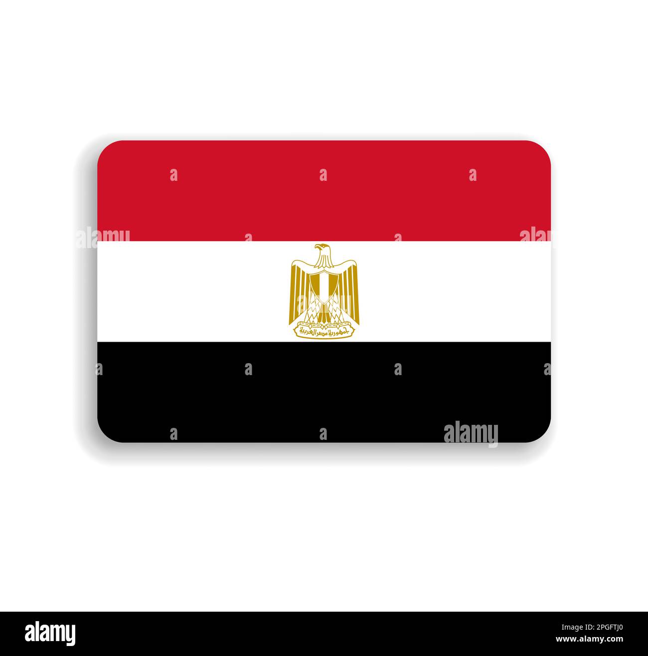 Egypt flag - flat vector rectangle with rounded corners and dropped shadow Stock Vector Image ...