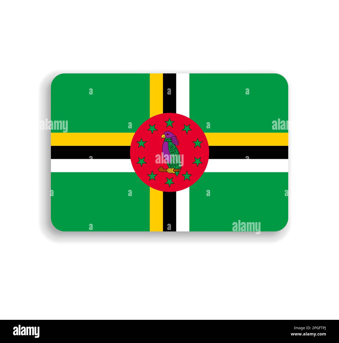 Dominica flag - flat vector rectangle with rounded corners and dropped shadow Stock Vector Image ...
