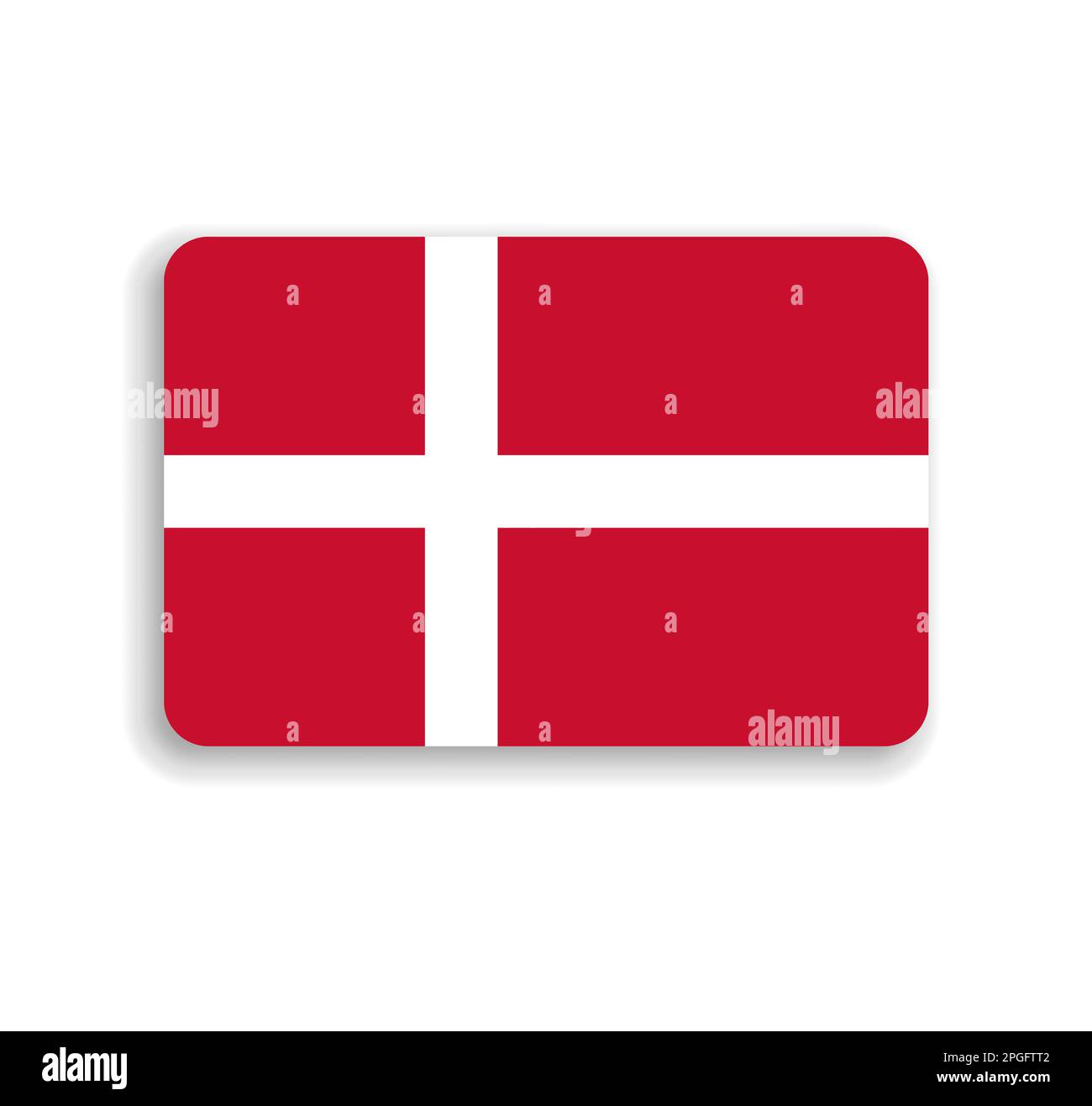 Denmark flag - flat vector rectangle with rounded corners and dropped ...