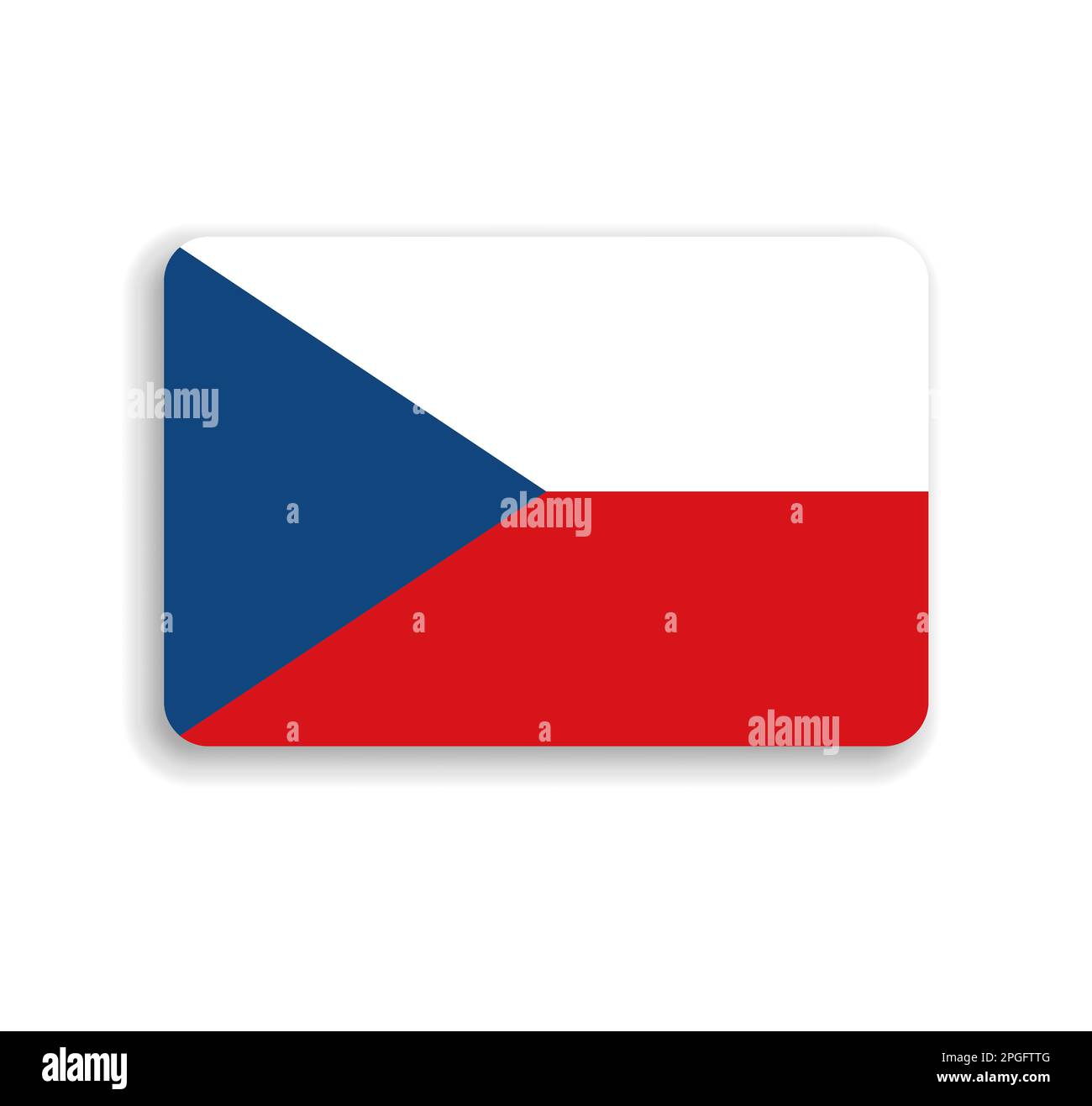 Czech Republic flag - flat vector rectangle with rounded corners and ...