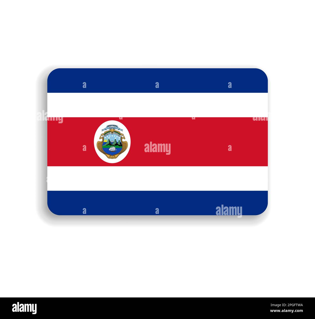 Costa Rica flag - flat vector rectangle with rounded corners and ...