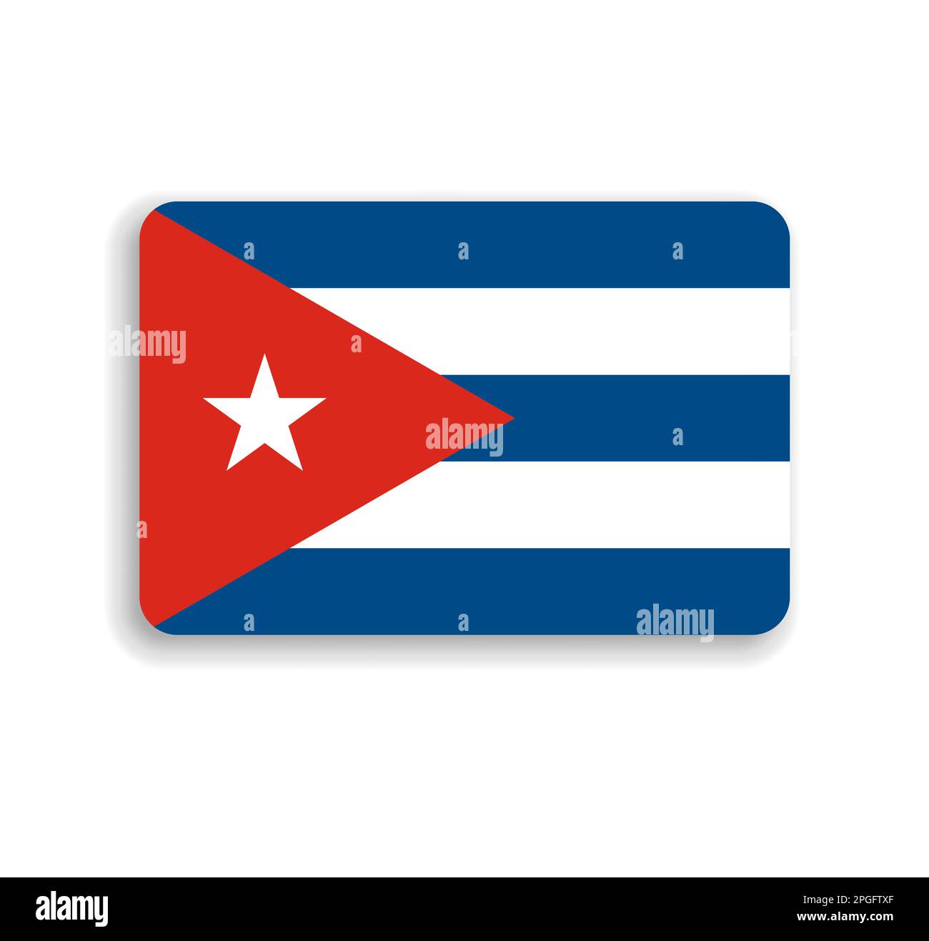 Cuba flag - flat vector rectangle with rounded corners and dropped shadow Stock Vector Image ...