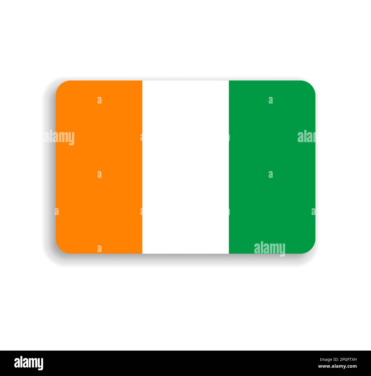 Cote d Ivoire flag - flat vector rectangle with rounded corners and ...