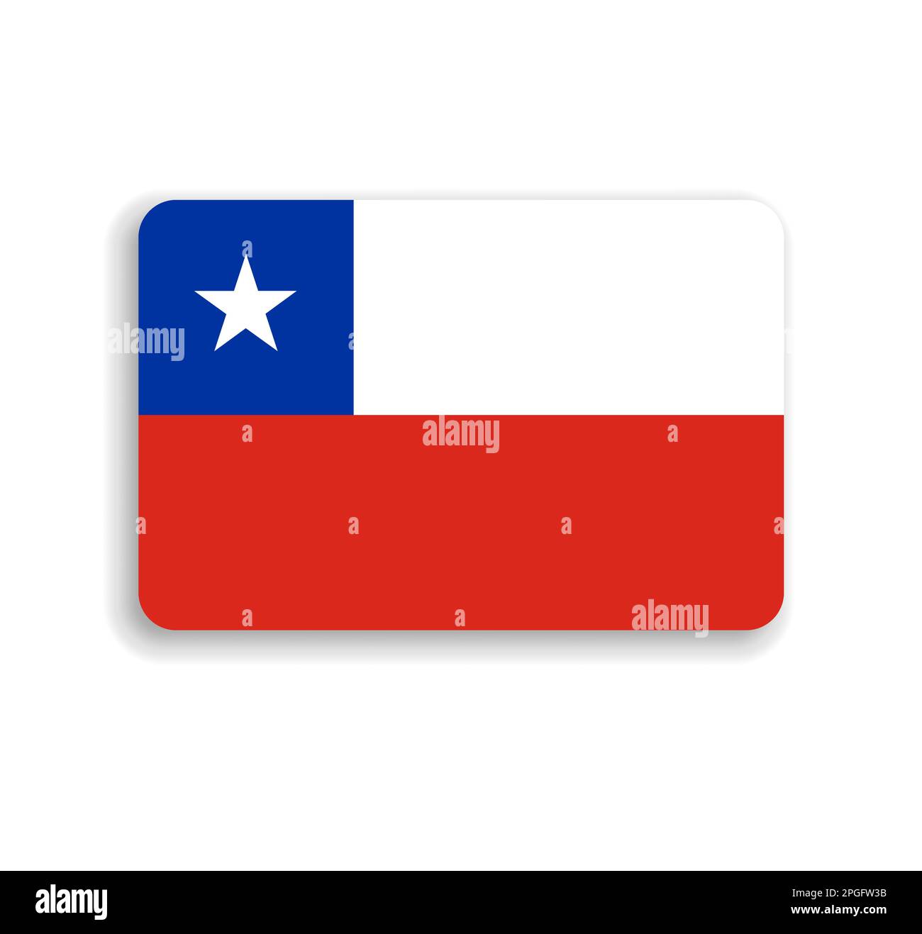Chile flag - flat vector rectangle with rounded corners and dropped shadow Stock Vector Image ...