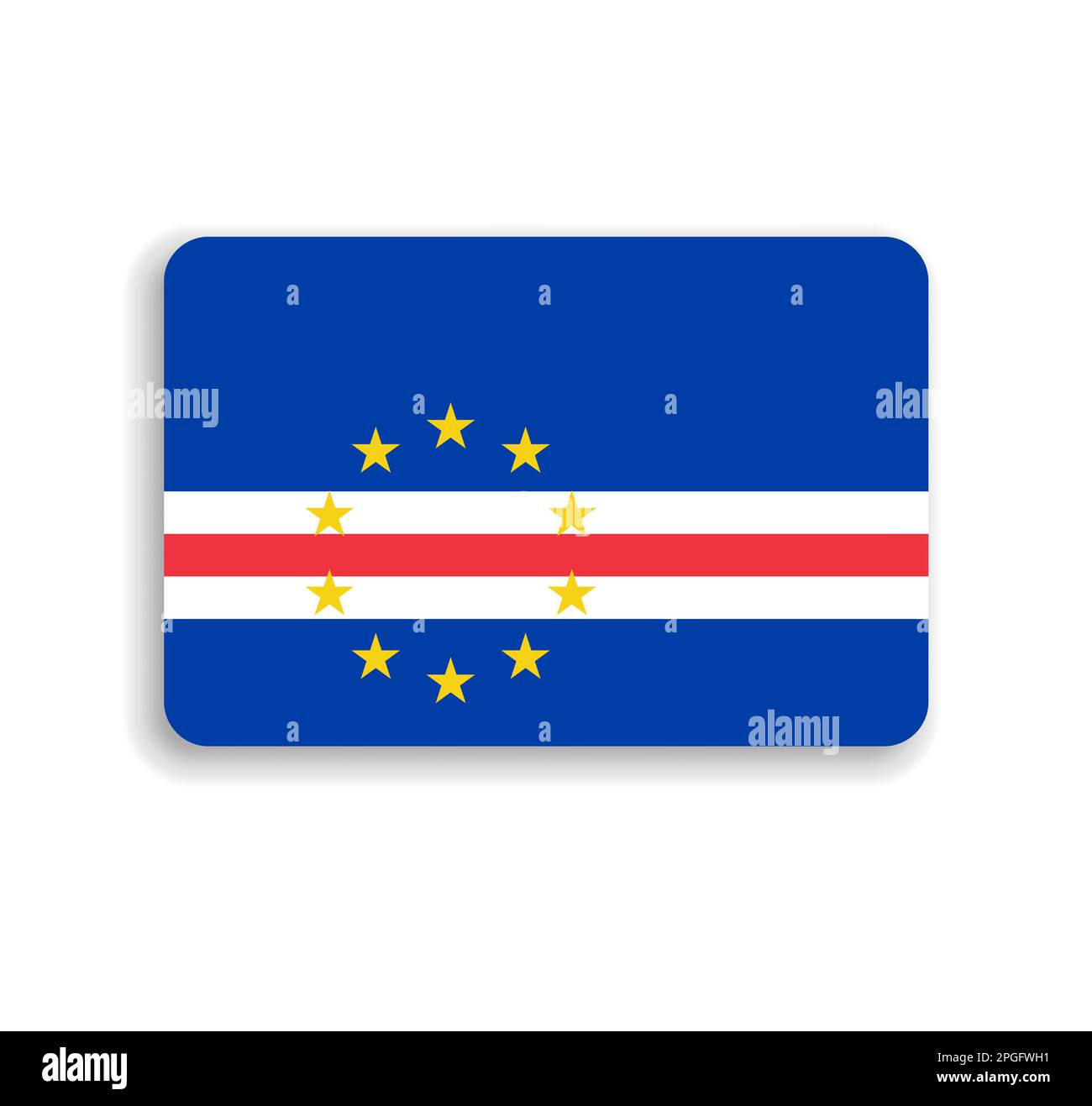 Cape Verde flag - flat vector rectangle with rounded corners and dropped shadow Stock Vector ...