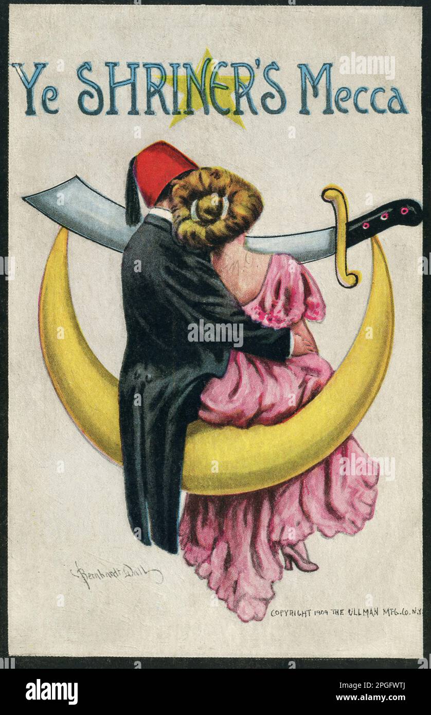 Masonic Postcard. Ye Shriner's Mecca Stock Photo - Alamy