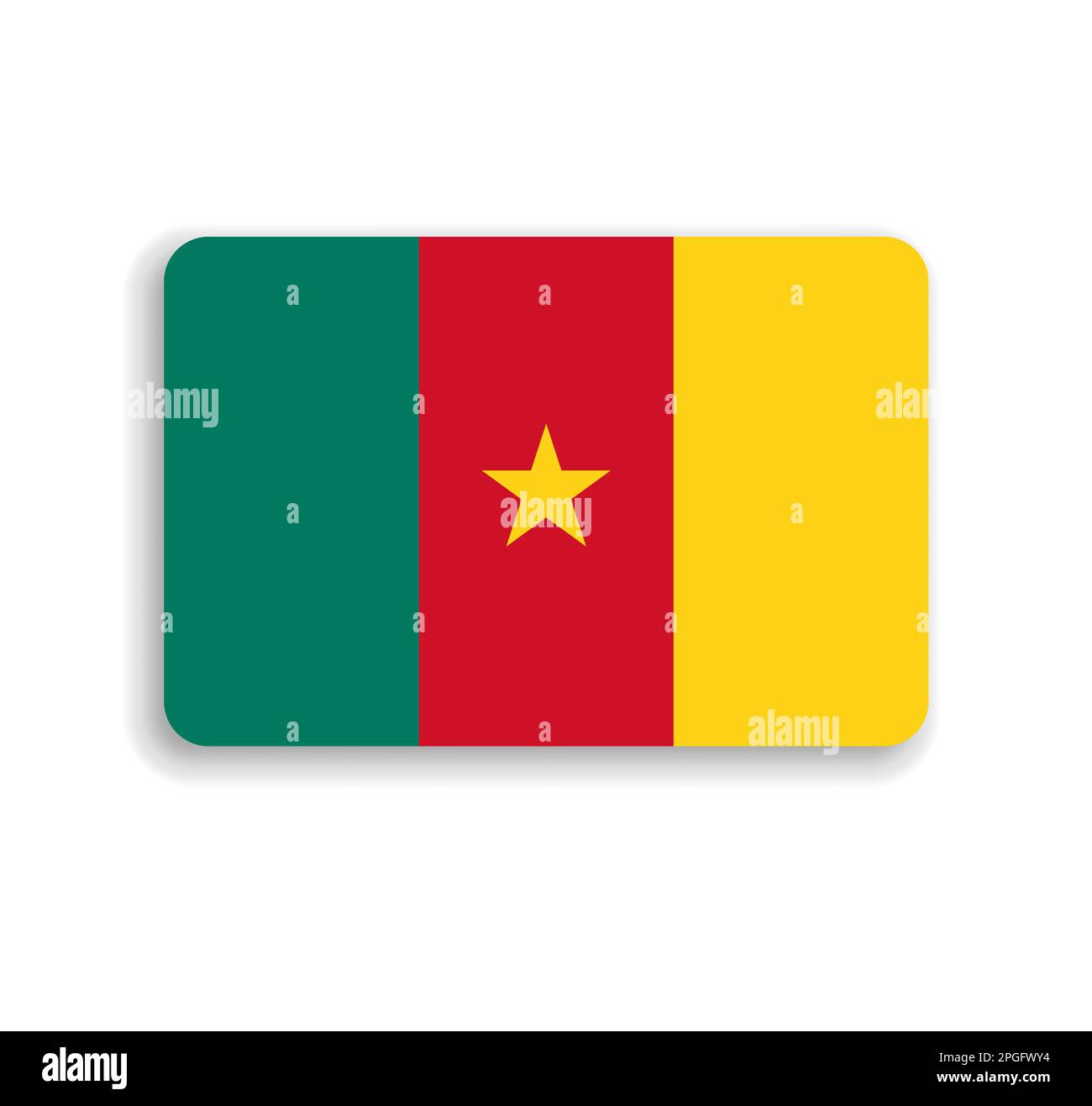 Cameroon flag - flat vector rectangle with rounded corners and dropped shadow Stock Vector Image ...