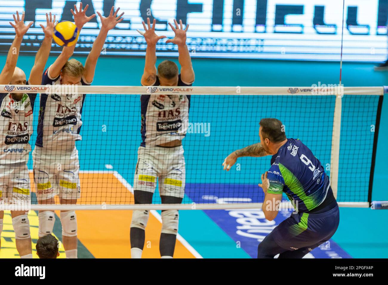 March 22, 2023, Monza, Italy: Attack of Georg Grozer (Vero Volley Monza ...
