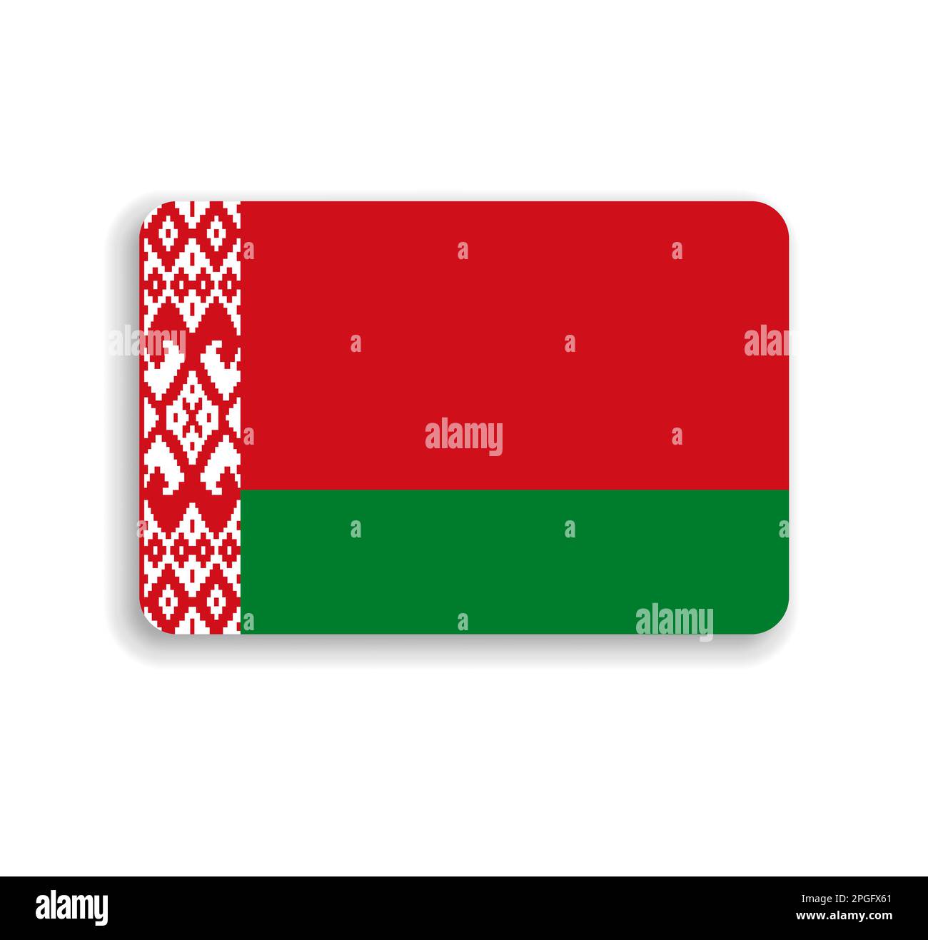 Belarus flag - flat vector rectangle with rounded corners and dropped shadow Stock Vector Image ...