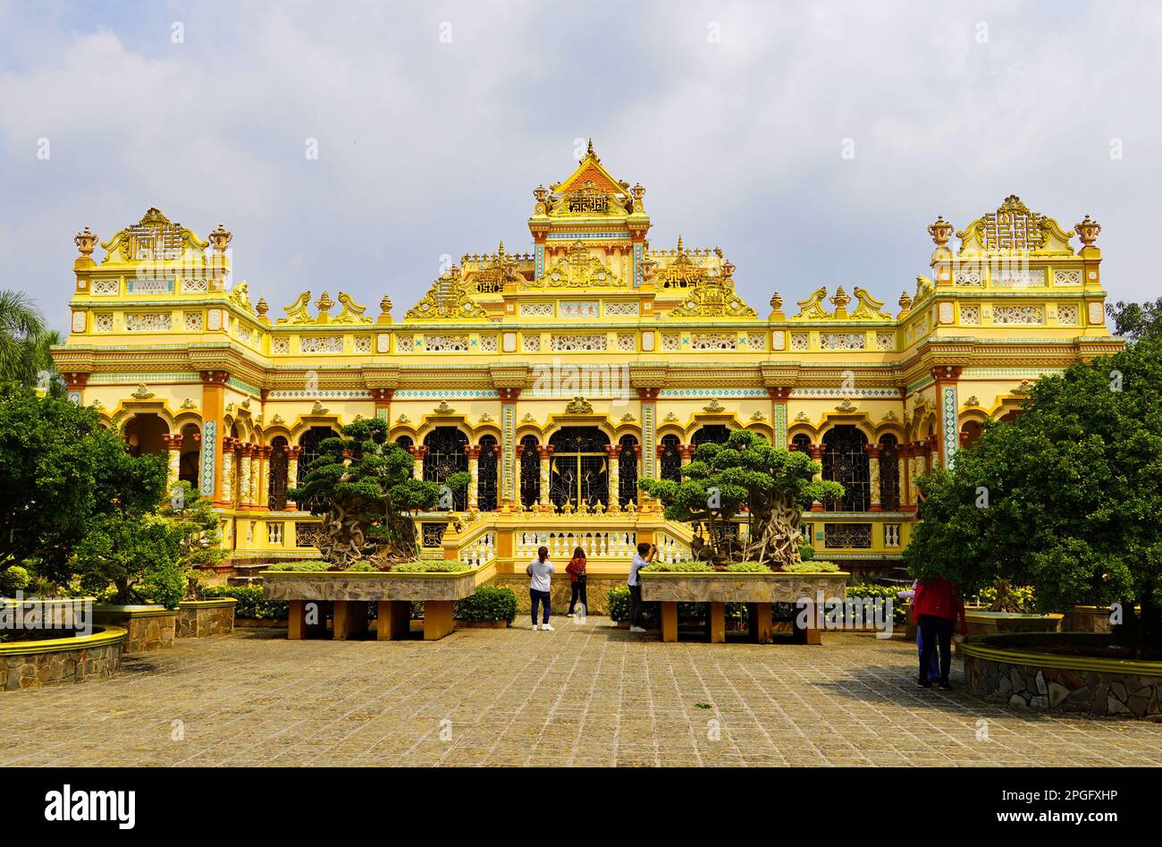 Main temple at the Vinh Trang pagoda in My Tho near the Mekong Delta ...