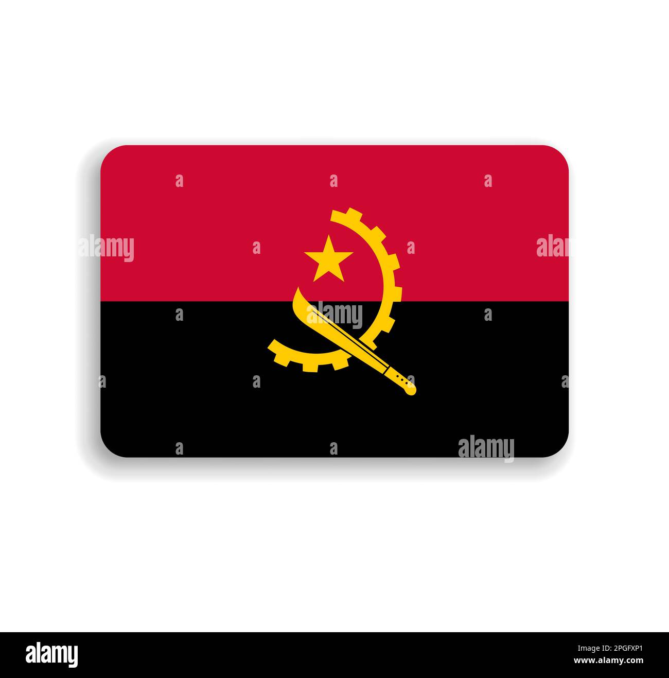 Angola flag - flat vector rectangle with rounded corners and dropped shadow Stock Vector Image ...