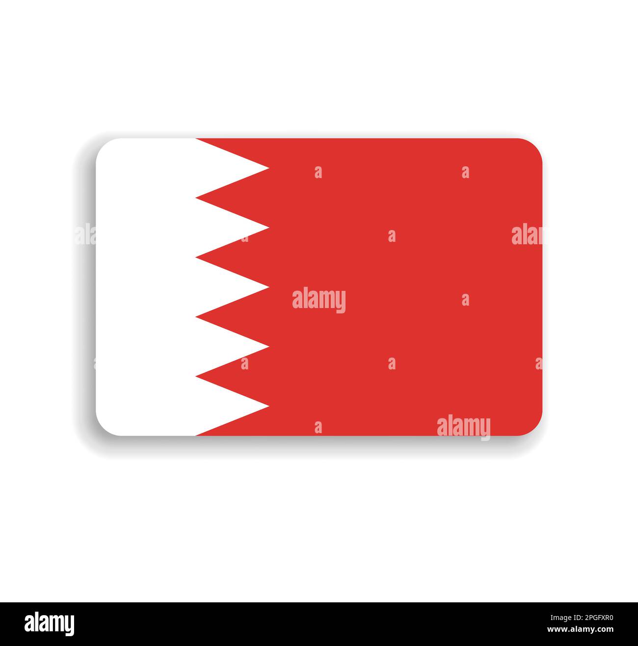 Bahrain flag - flat vector rectangle with rounded corners and dropped shadow Stock Vector Image ...