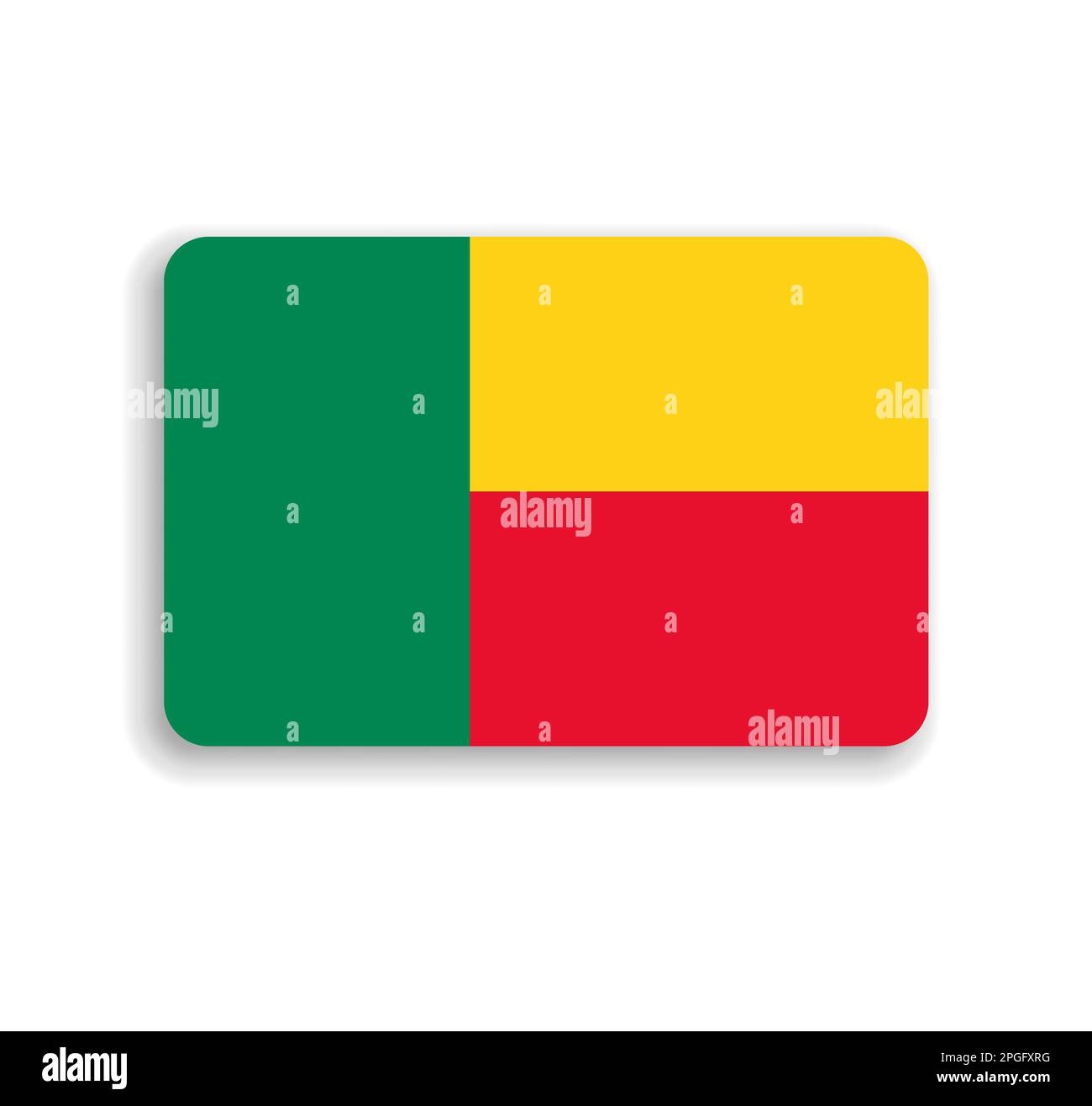 Benin flag - flat vector rectangle with rounded corners and dropped shadow Stock Vector Image ...