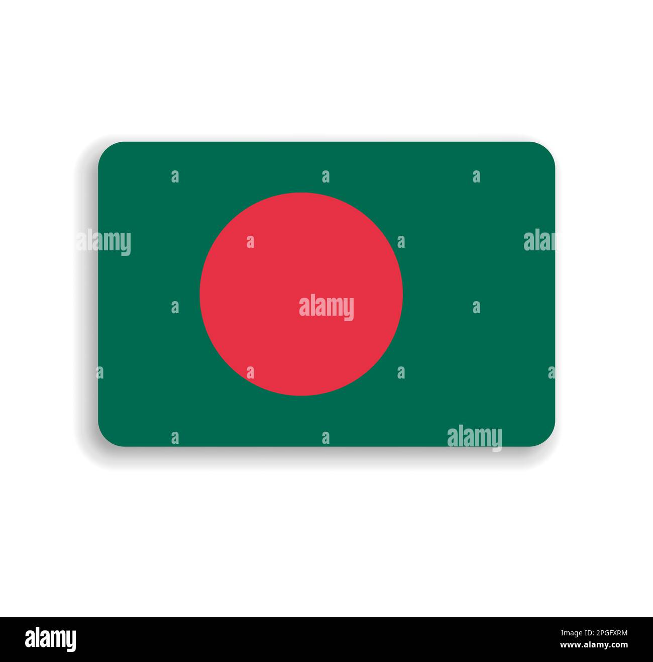Bangladesh flag - flat vector rectangle with rounded corners and dropped shadow Stock Vector ...