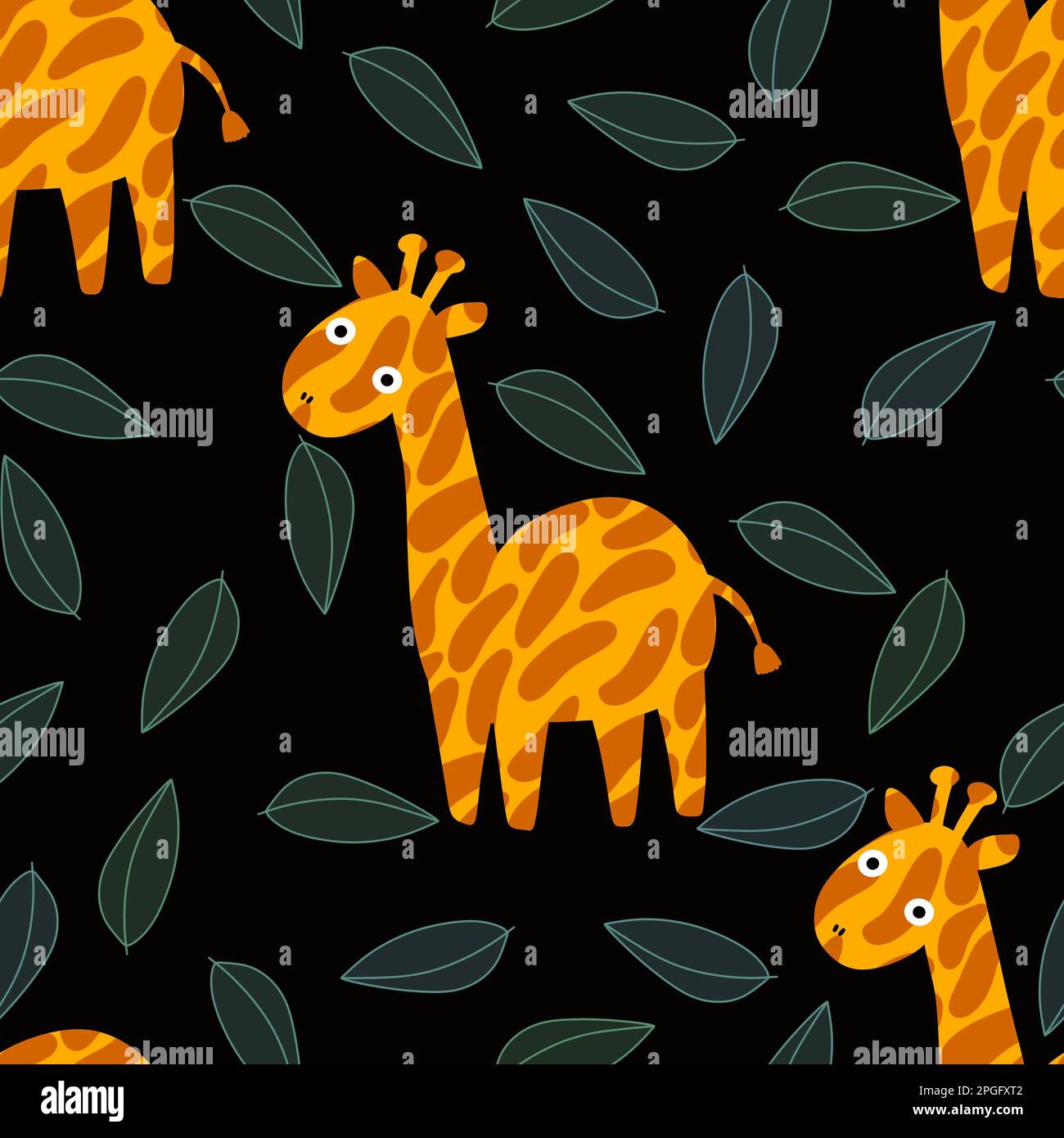 Cartoon summer animals seamless giraffes pattern for wrapping paper and ...