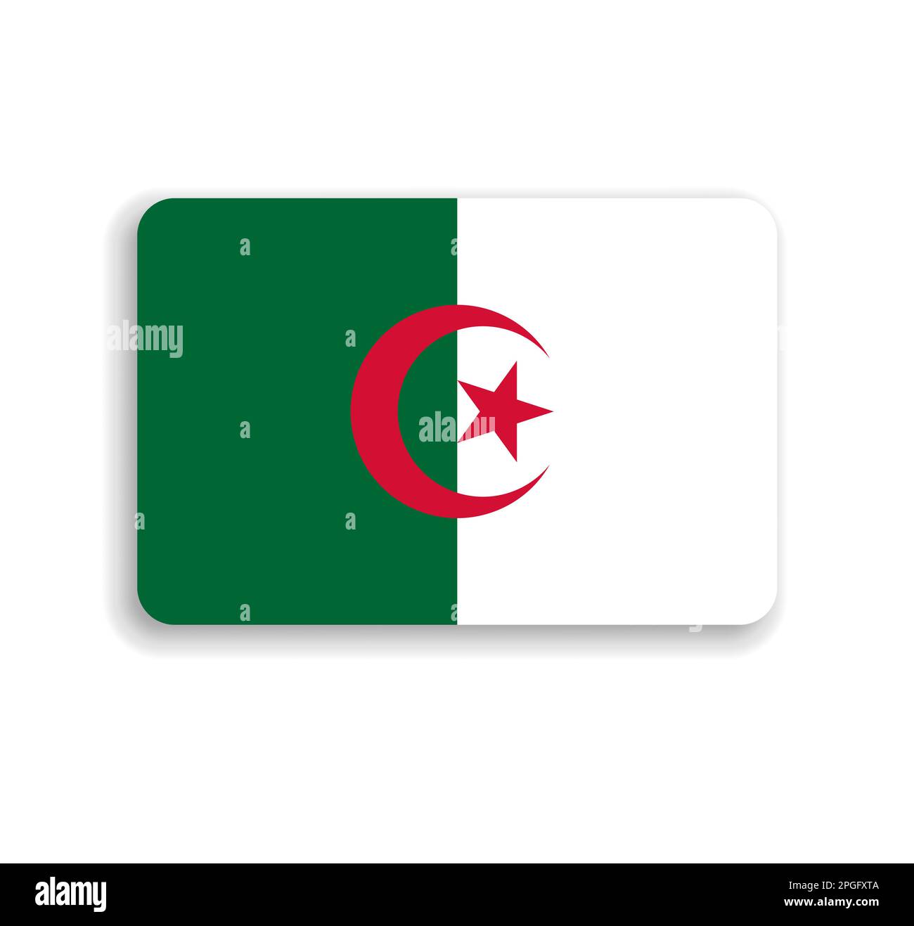 Algeria flag - flat vector rectangle with rounded corners and dropped shadow Stock Vector Image ...