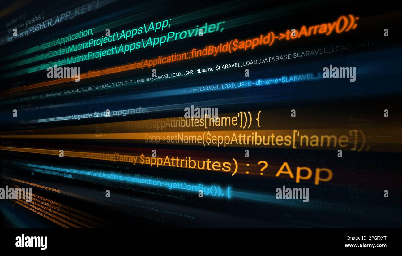 Application Coding Elements From Popular Web Development Programming Language A Colorful