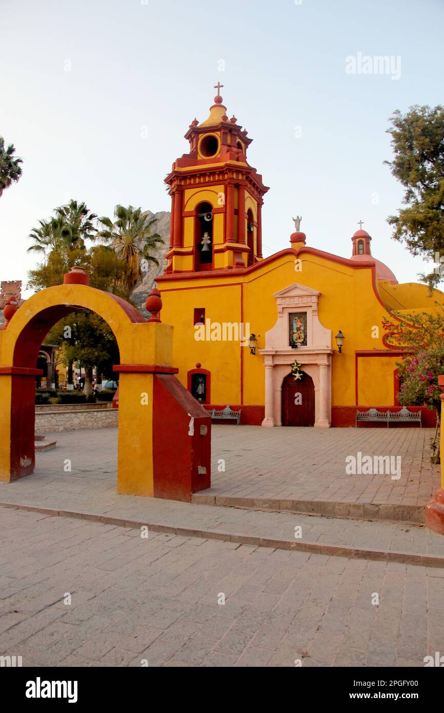 Magical town Pea de Bernal in Queretaro Mexico in the center The Temple ...